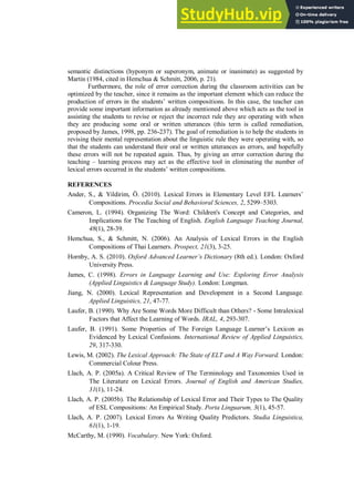 AN ANALYSIS OF LEXICAL ERRORS IN THE ENGLISH COMPOSITIONS OF INDONESIAN EFL LEARNERS | PDF