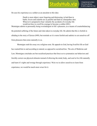 An Analysis Of Montaigne S On Experience | PDF