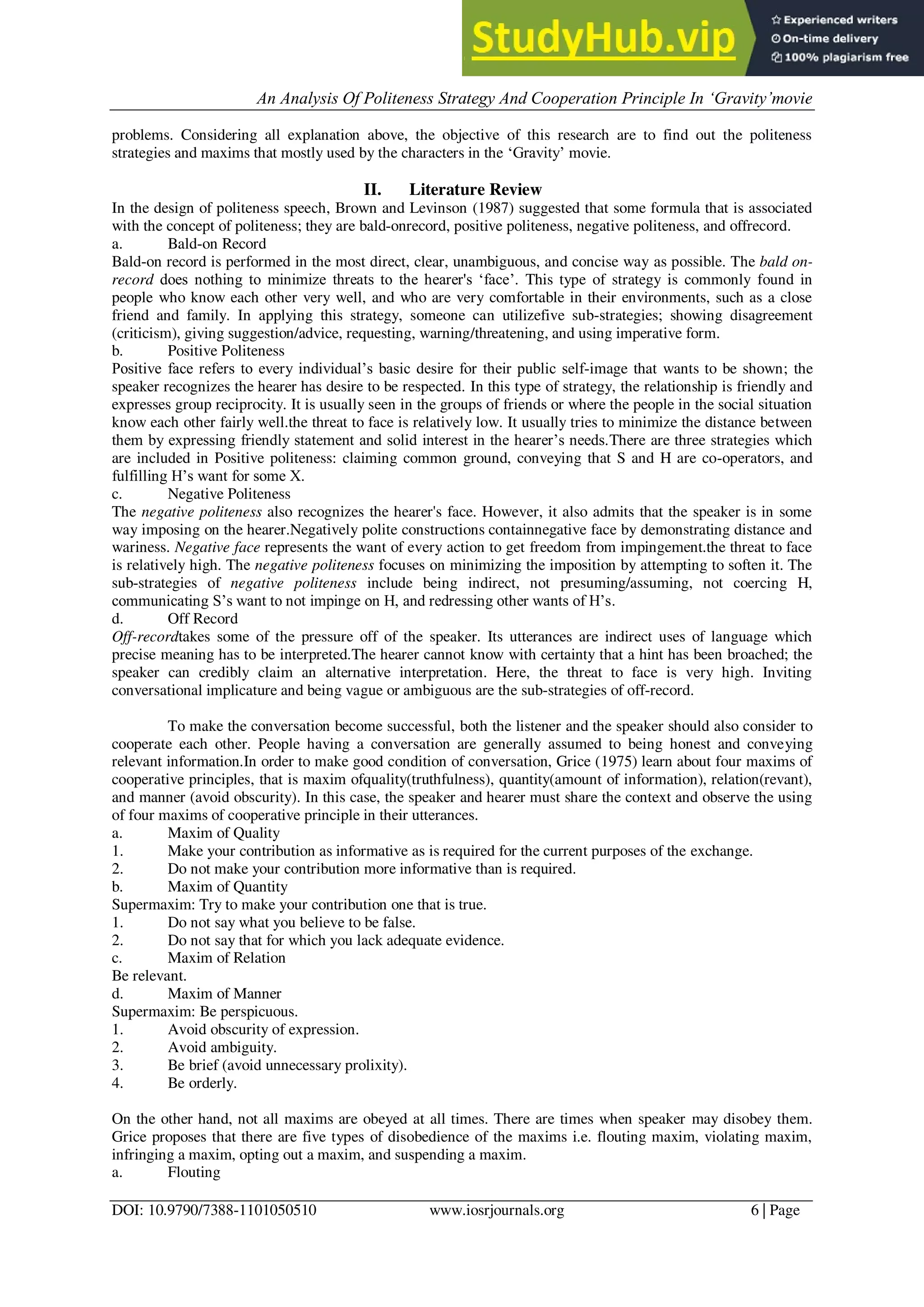 An Analysis Of Politeness Strategy And Cooperation Principle In Gravity ...