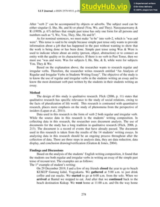 AN ANALYSIS OF REGULAR AND IRREGULAR VERBS IN STUDENTS WRITING ESSAY | PDF