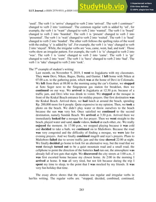 AN ANALYSIS OF REGULAR AND IRREGULAR VERBS IN STUDENTS WRITING ESSAY | PDF