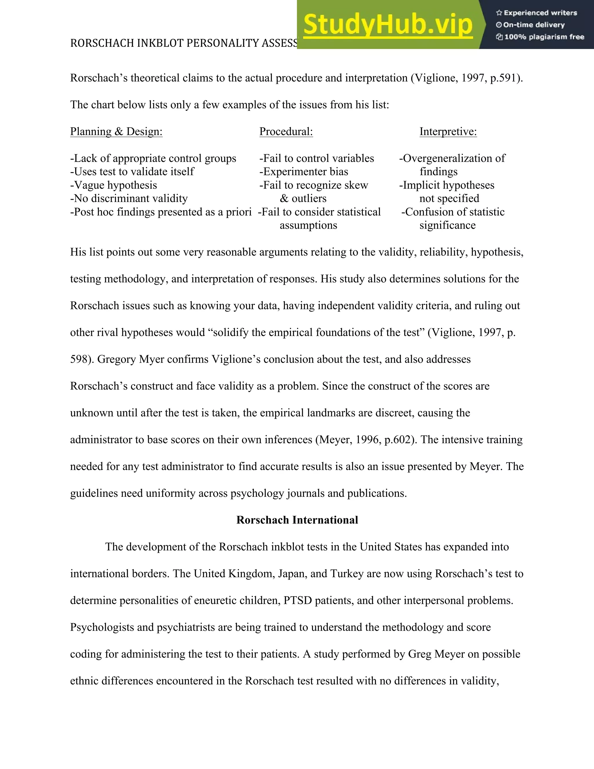 An Analysis Of Rorschach Inkblot Personality Assessment Tests | PDF