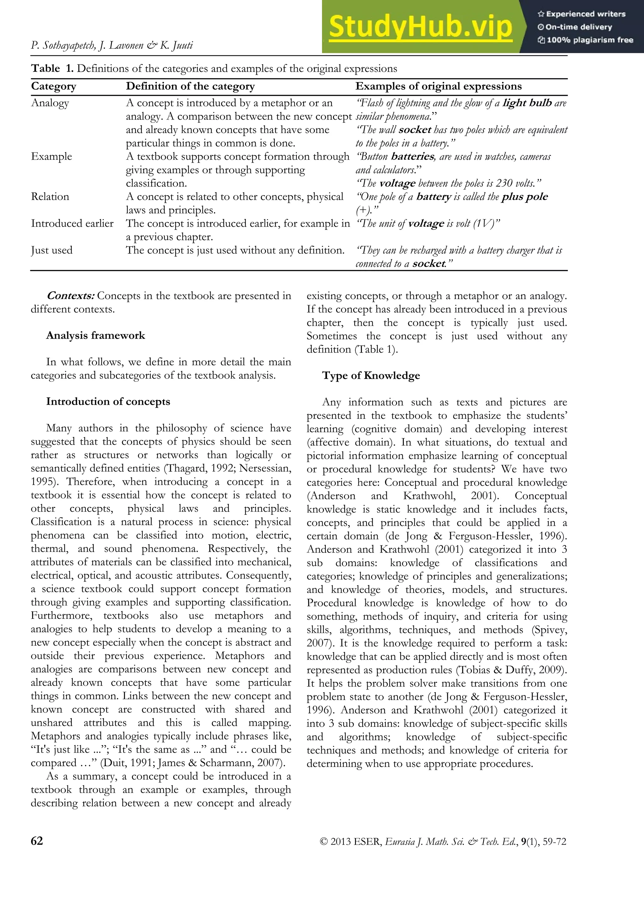 An Analysis Of Science Textbooks For Grade 6 The Electric Circuit Lesson | PDF