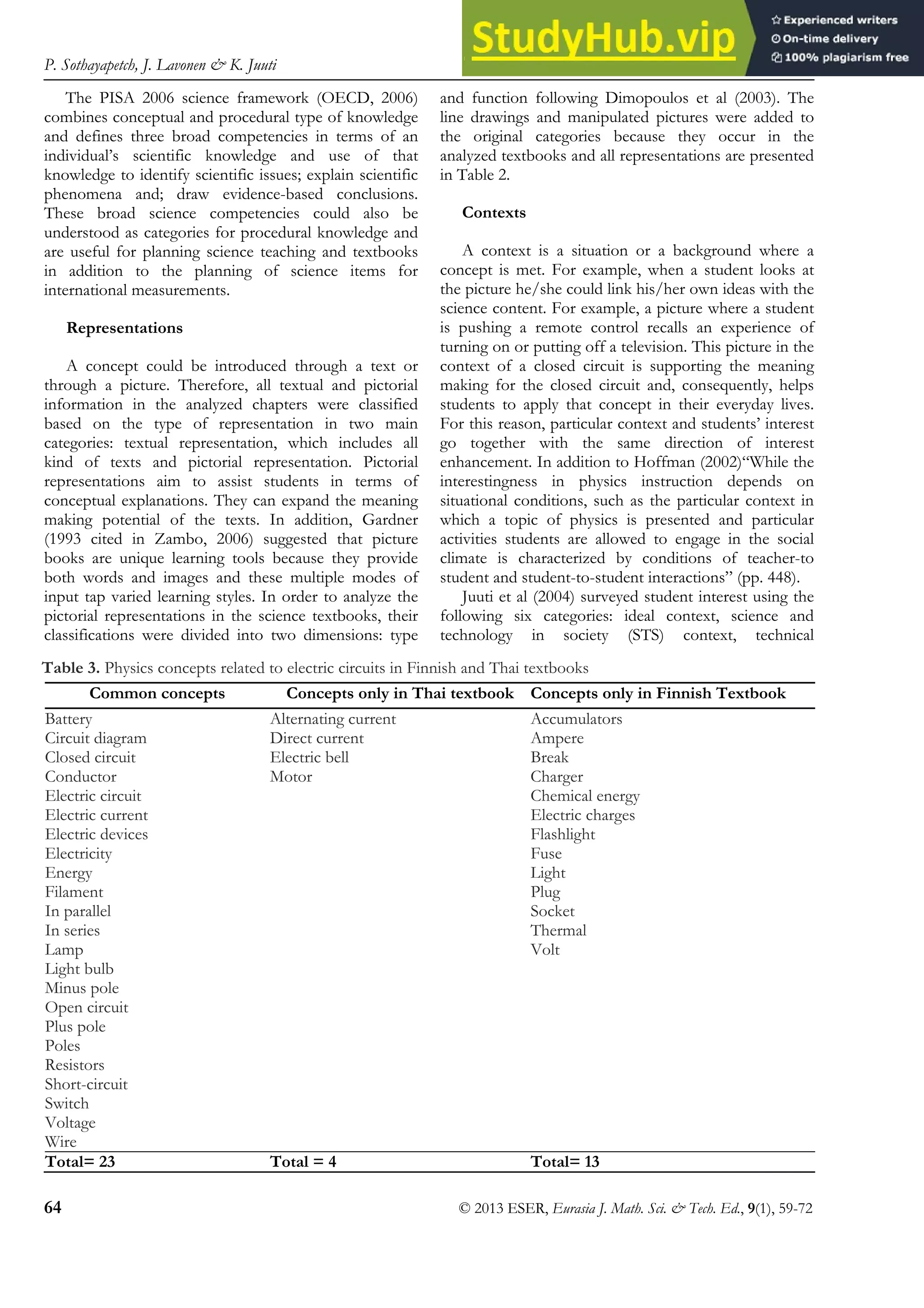 An Analysis Of Science Textbooks For Grade 6 The Electric Circuit Lesson | PDF