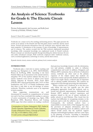 An Analysis Of Science Textbooks For Grade 6 The Electric Circuit ...