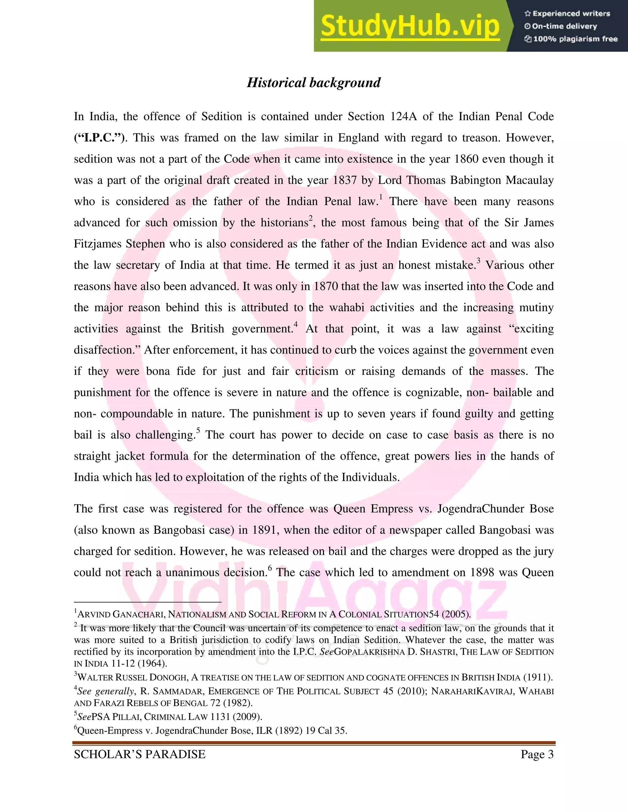 An Analysis Of Sedition Law In India | PDF