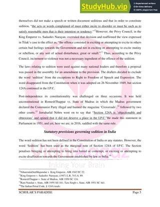 An Analysis Of Sedition Law In India | PDF