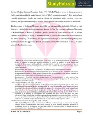 An Analysis Of Sedition Law In India | PDF