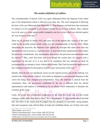 An Analysis Of Sedition Law In India | PDF