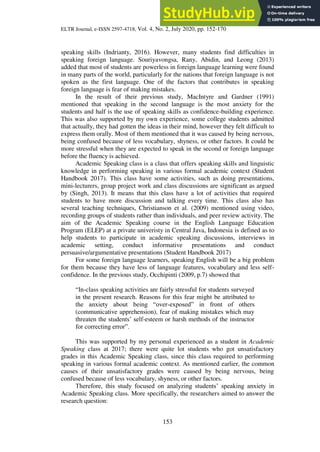 An Analysis Of Students Speaking Anxiety In Academic Speaking Class | PDF