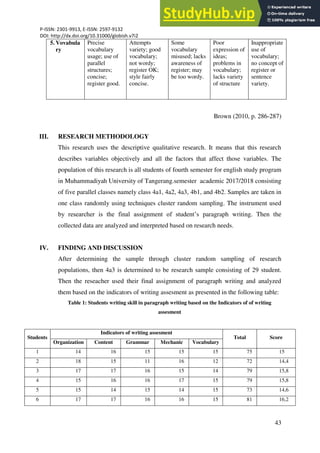 An Analysis Of Students Writing Skill In Paragraph Writing | PDF