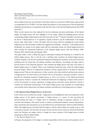 An analysis of the federal budgeting process in nigeria | PDF