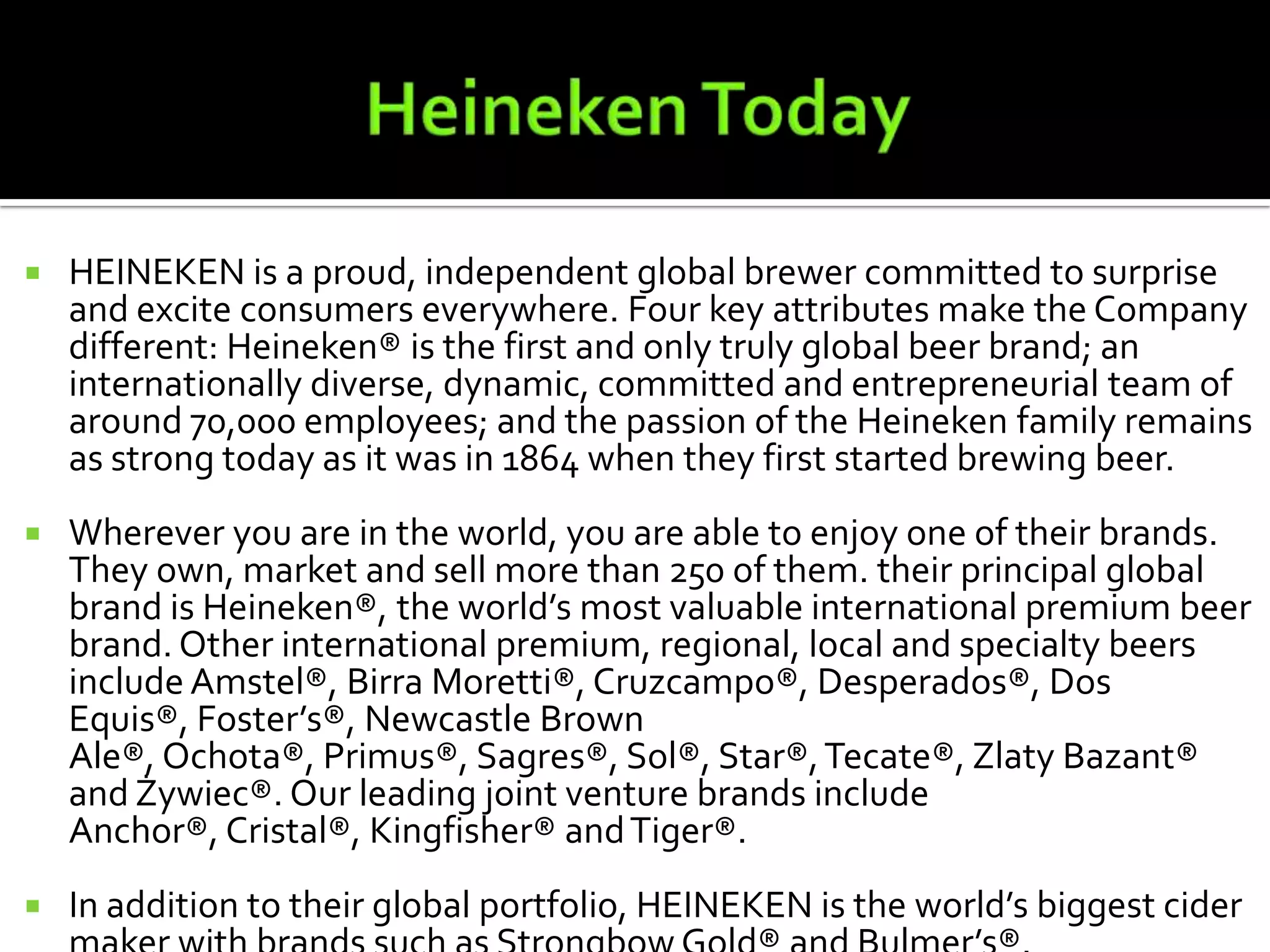 An analysis of the heineken® company based | PPTX