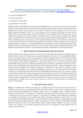 An Analysis of the Inherent Realism Prevalent in the Novels of R K Narayan | PDF