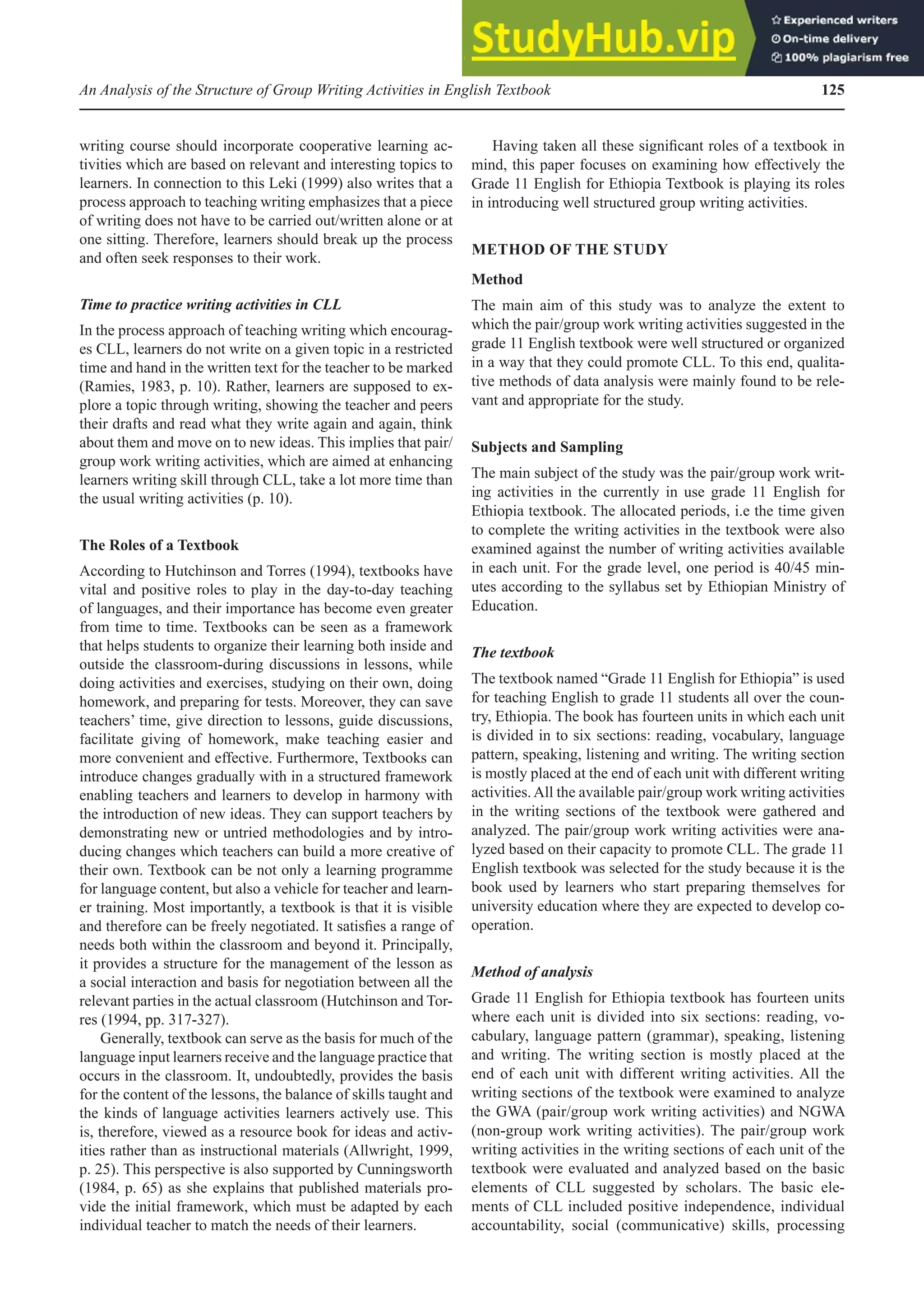 An Analysis Of The Structure Of Group Writing Activities In English Textbook | PDF
