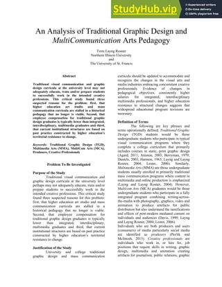 An Analysis Of Traditional Graphic Design And MultiCommunication Arts ...