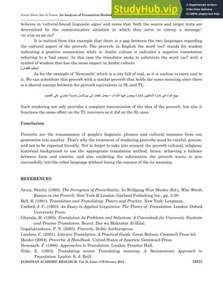 An Analysis Of Translation Methods For English Proverbs | PDF