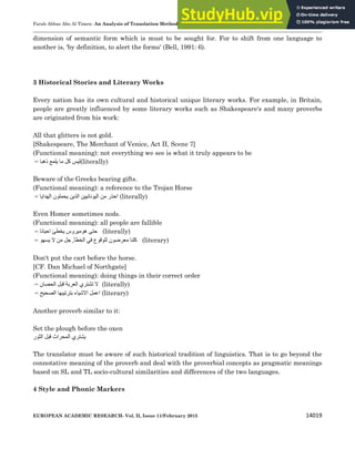 An Analysis Of Translation Methods For English Proverbs | PDF