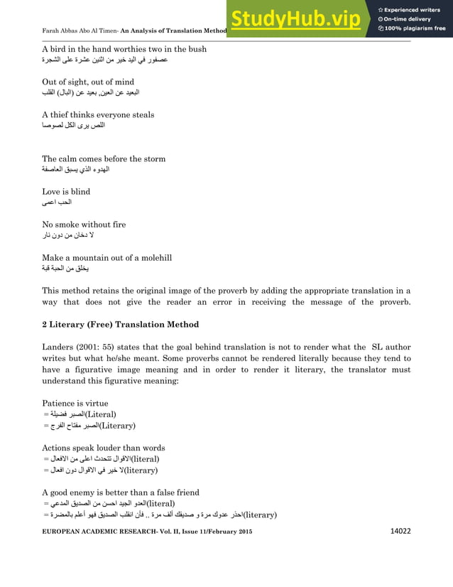 An Analysis Of Translation Methods For English Proverbs | PDF | Islam | Religion & Spirituality