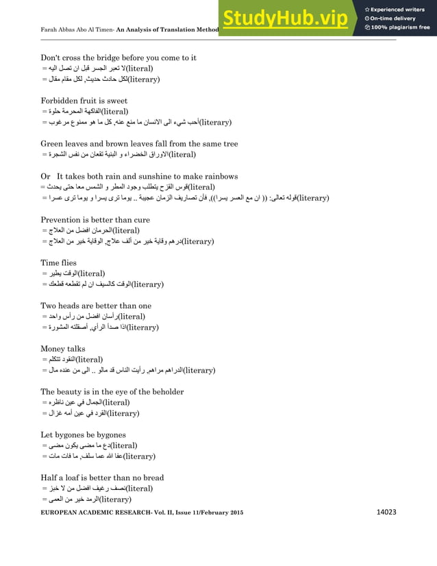 An Analysis Of Translation Methods For English Proverbs | PDF | Islam | Religion & Spirituality