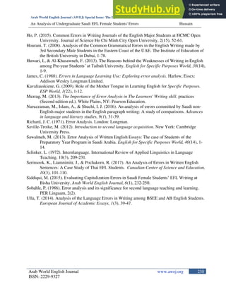 An Analysis Of Undergraduate Saudi EFL Female Students Errors In Written English Essays | PDF