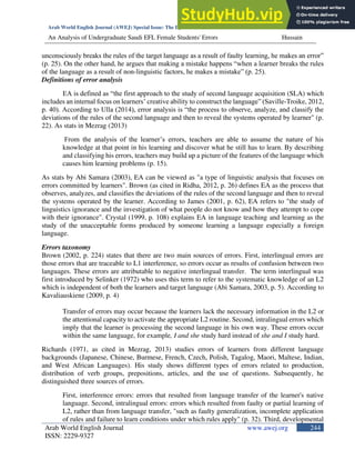 An Analysis Of Undergraduate Saudi EFL Female Students Errors In ...