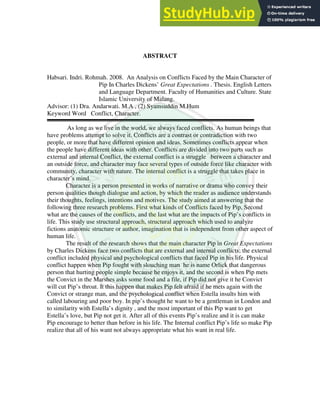 An Analysis On Conflicts Faced By The Main Character Of Pip In Charles ...