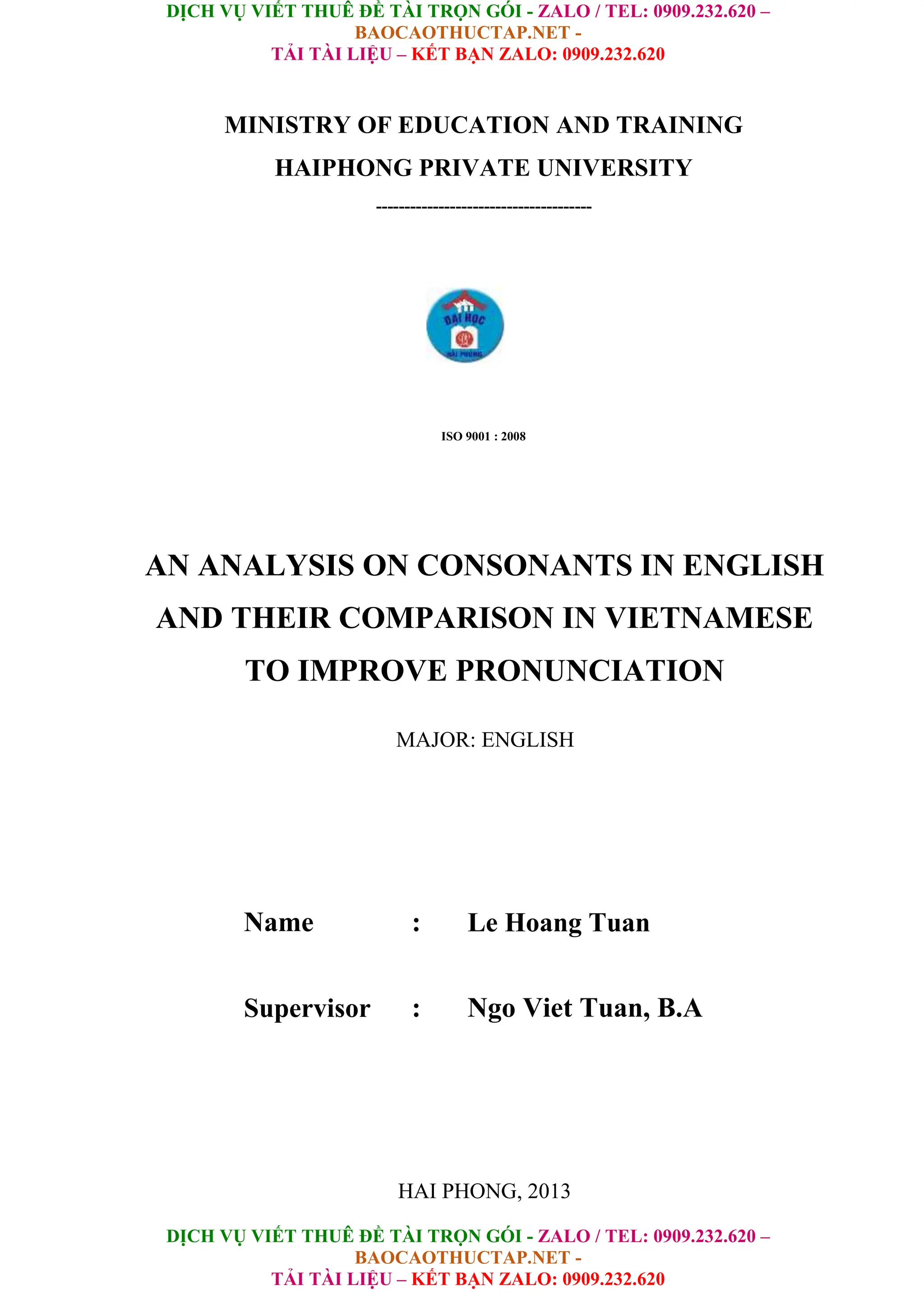An Analysis On Consonants In English And Their Comparison In Vietnamese ...