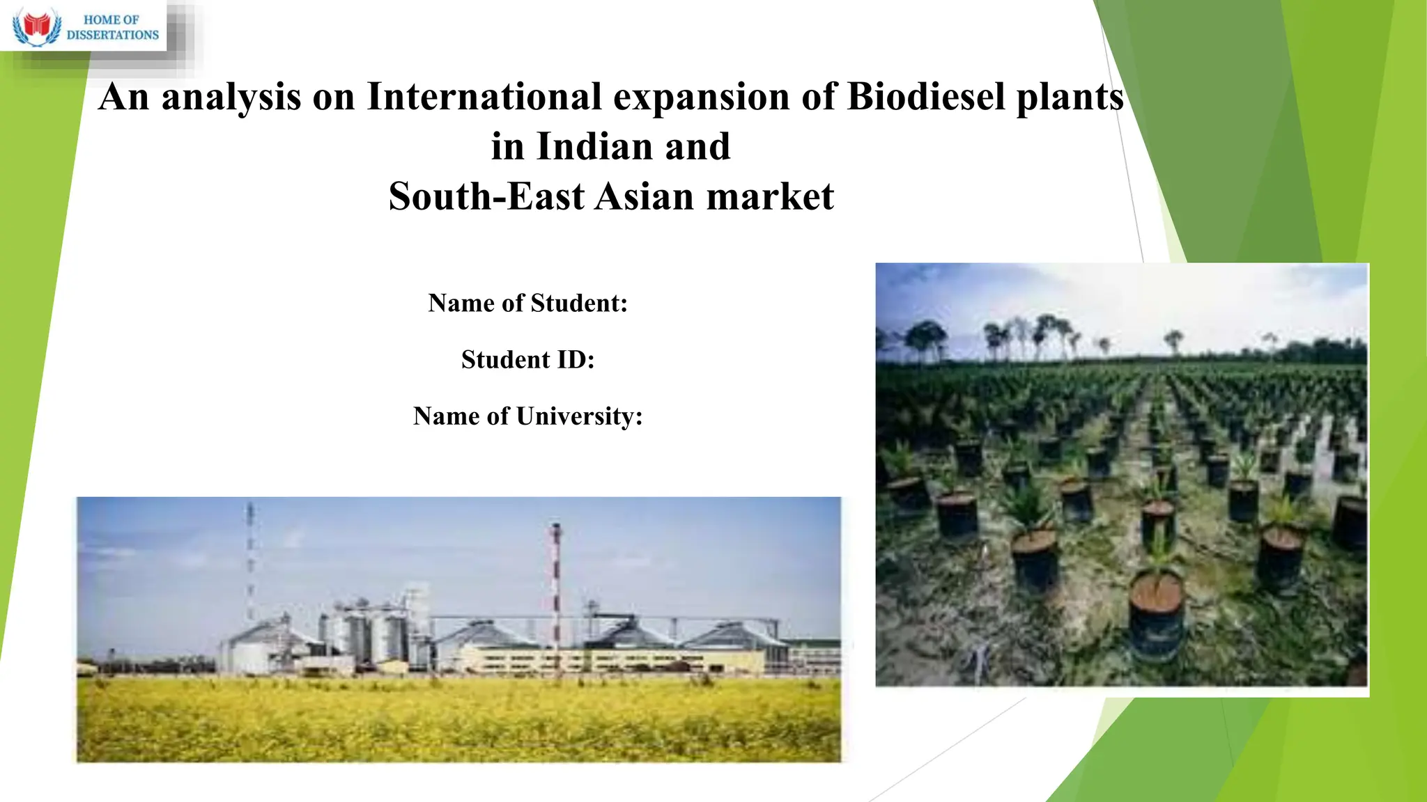 An analysis on International expansion of Biodiesel plants in Indian | PPT