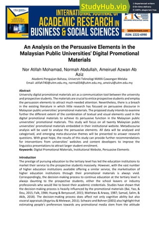 An Analysis On The Persuasive Elements In The Malaysian Public ...