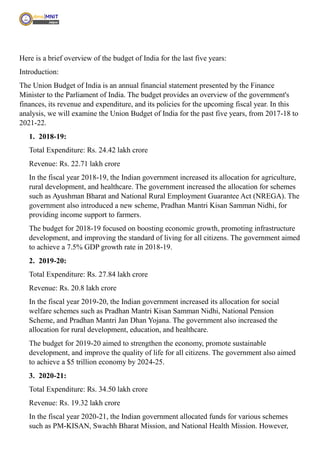 An Analysis on Union Budget | PDF