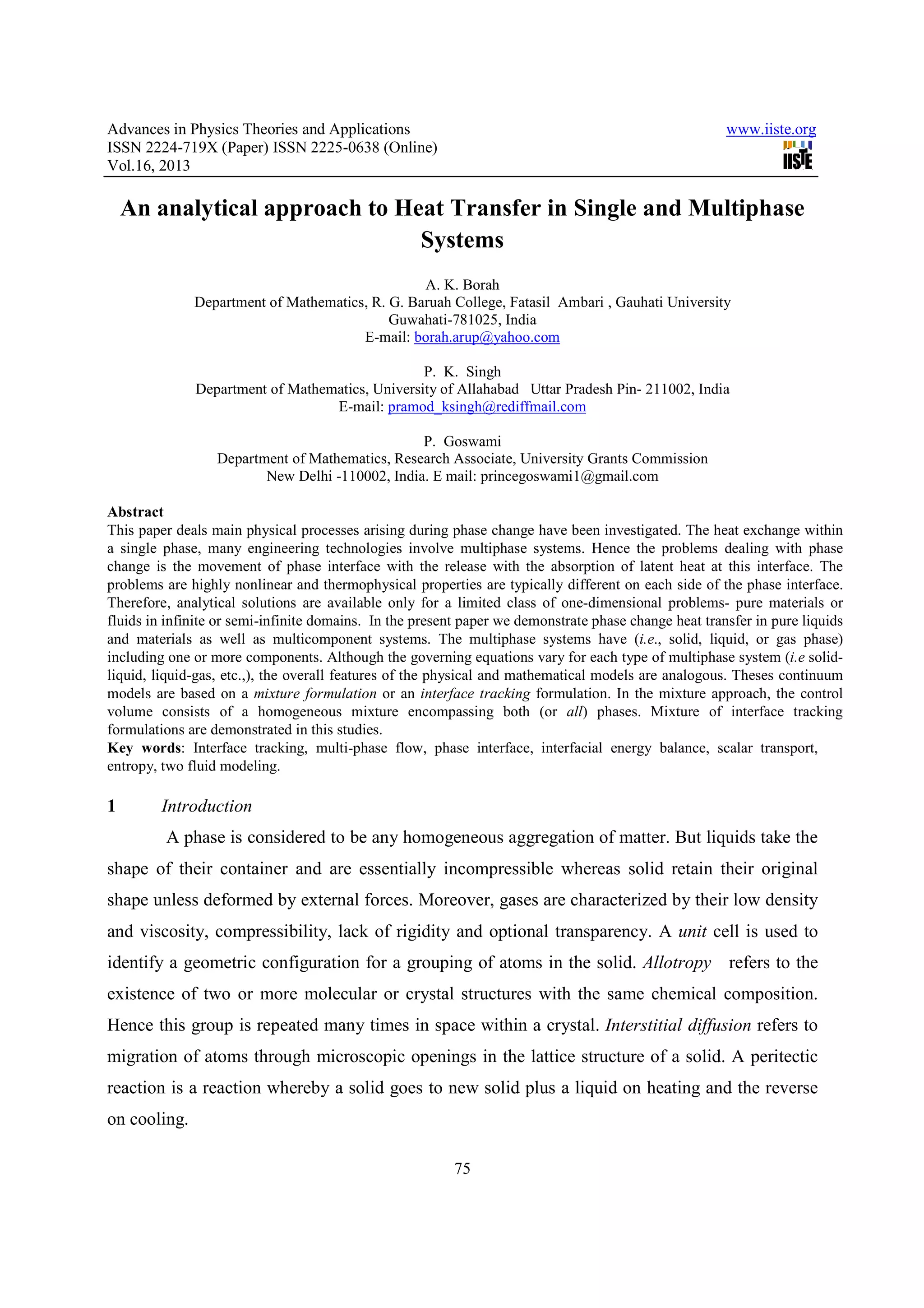 An analytical approach to heat transfer in single and multiphase | PDF