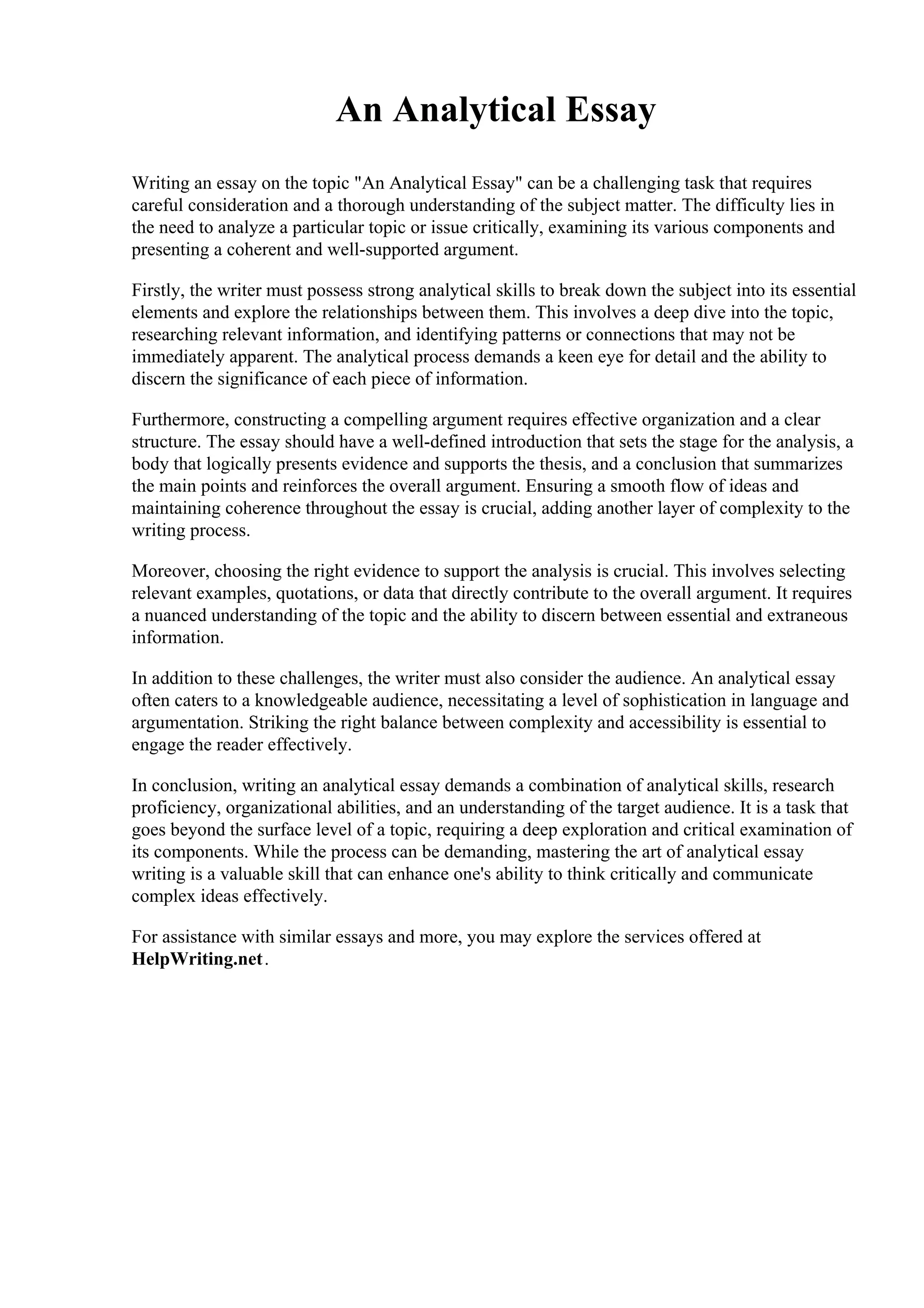 An Analytical Essay.pdf | Homework and Study | Education