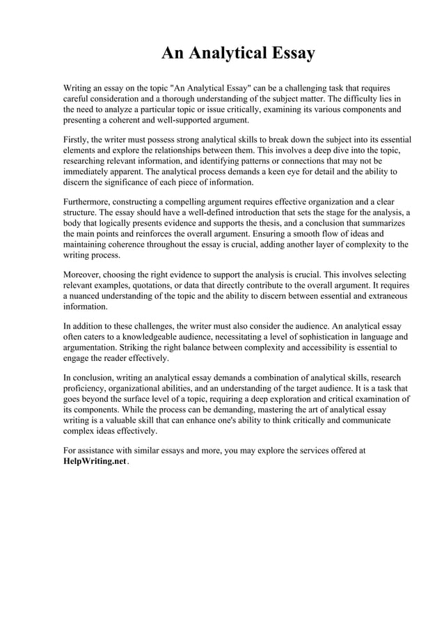 An Analytical Essay.pdf | Homework and Study | Education