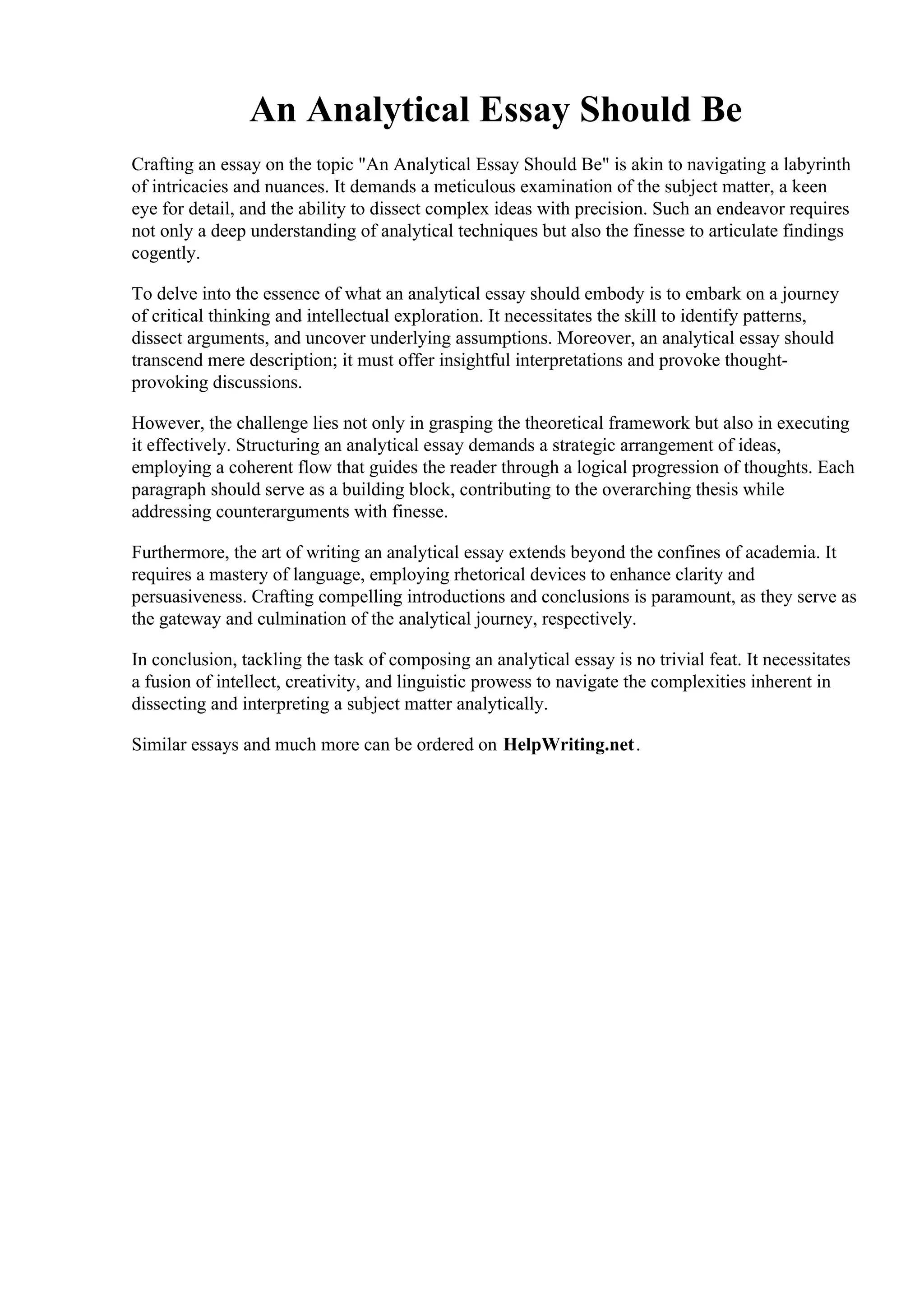 An Analytical Essay Should Be. How to Write an Analytical Essay: 15 ...