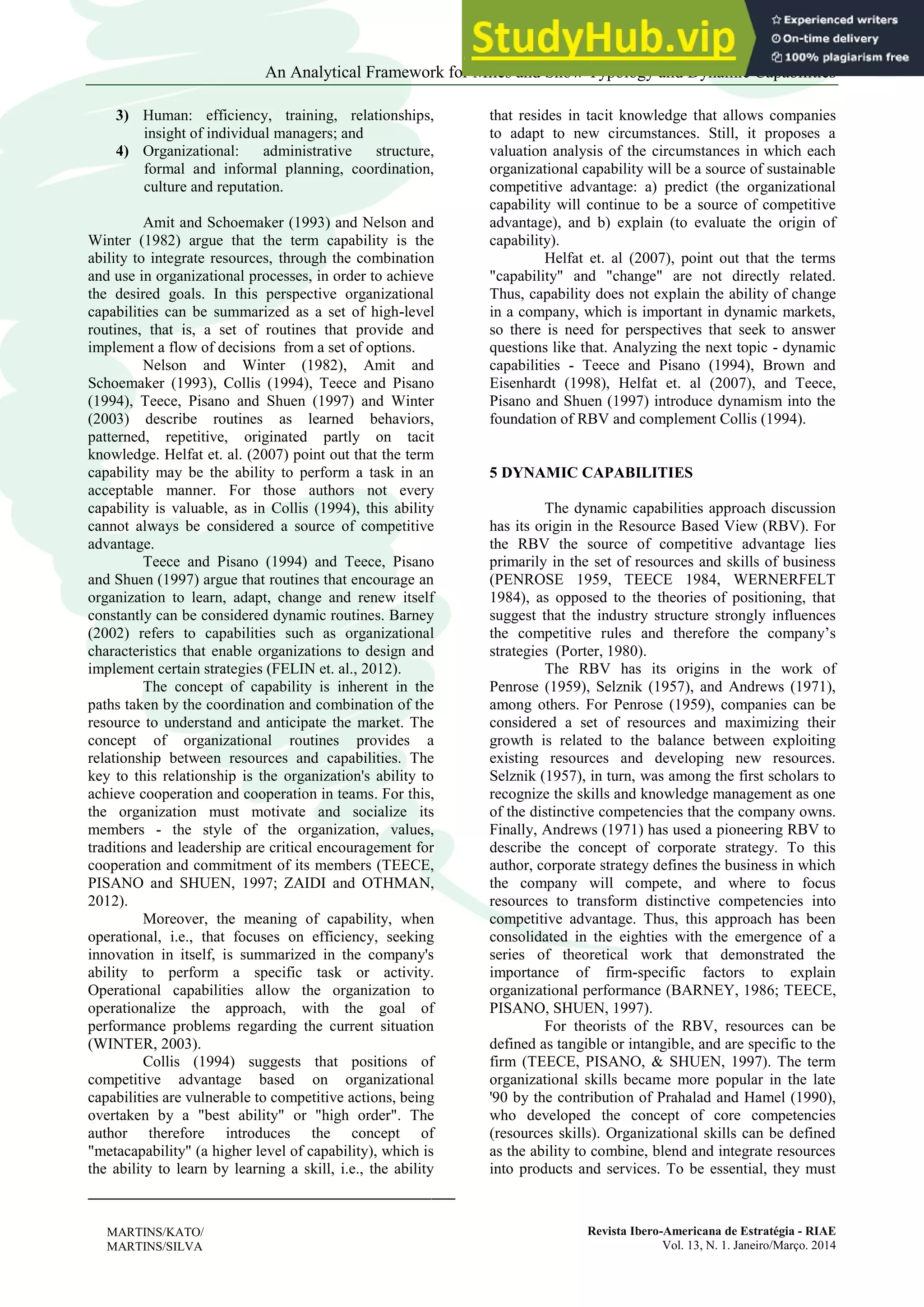 An Analytical Framework For Miles And Snow Typology And Dynamic ...