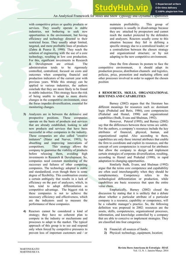 An Analytical Framework For Miles And Snow Typology And Dynamic ...