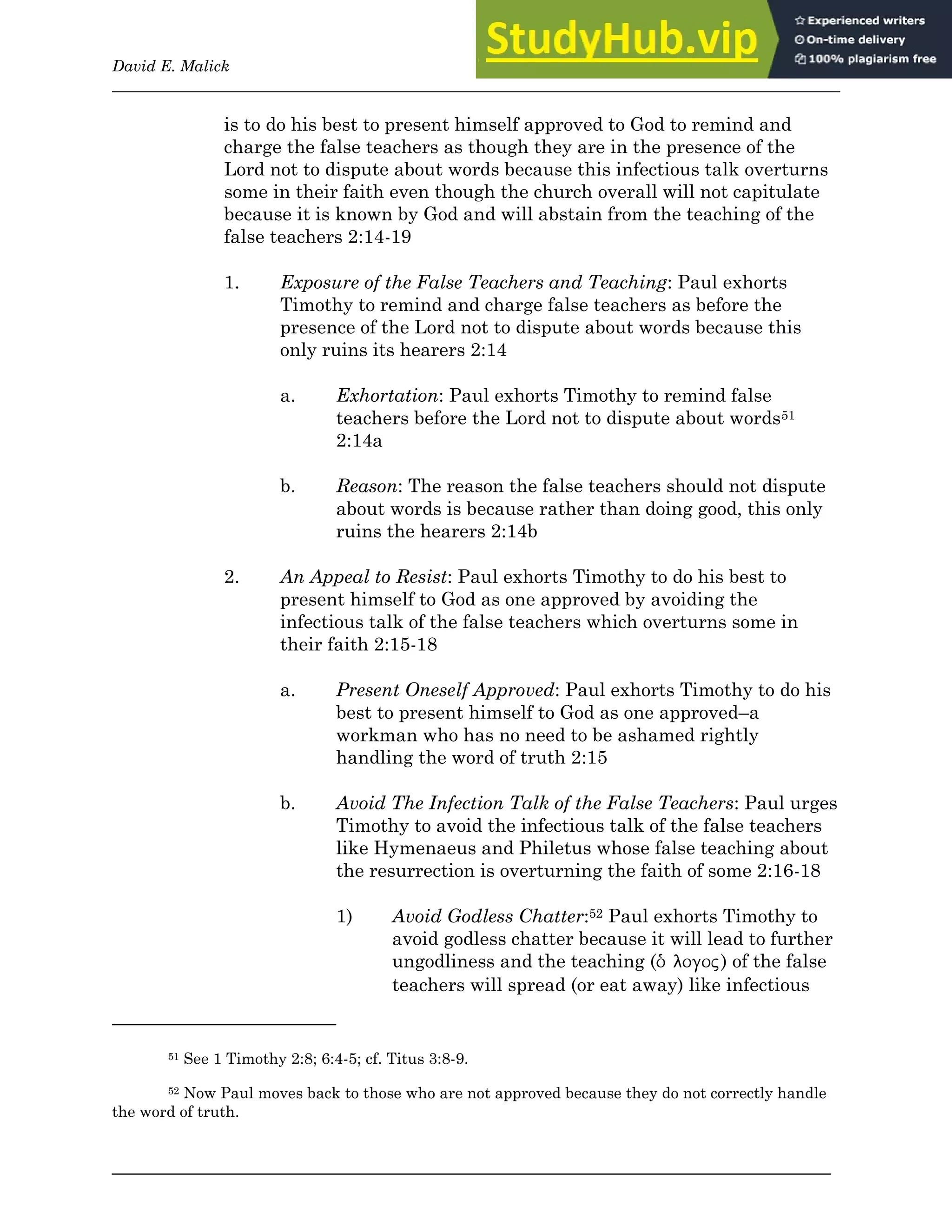 AN ANALYTICAL OUTLINE OF THE BOOK OF 2 TIMOTHY | PDF