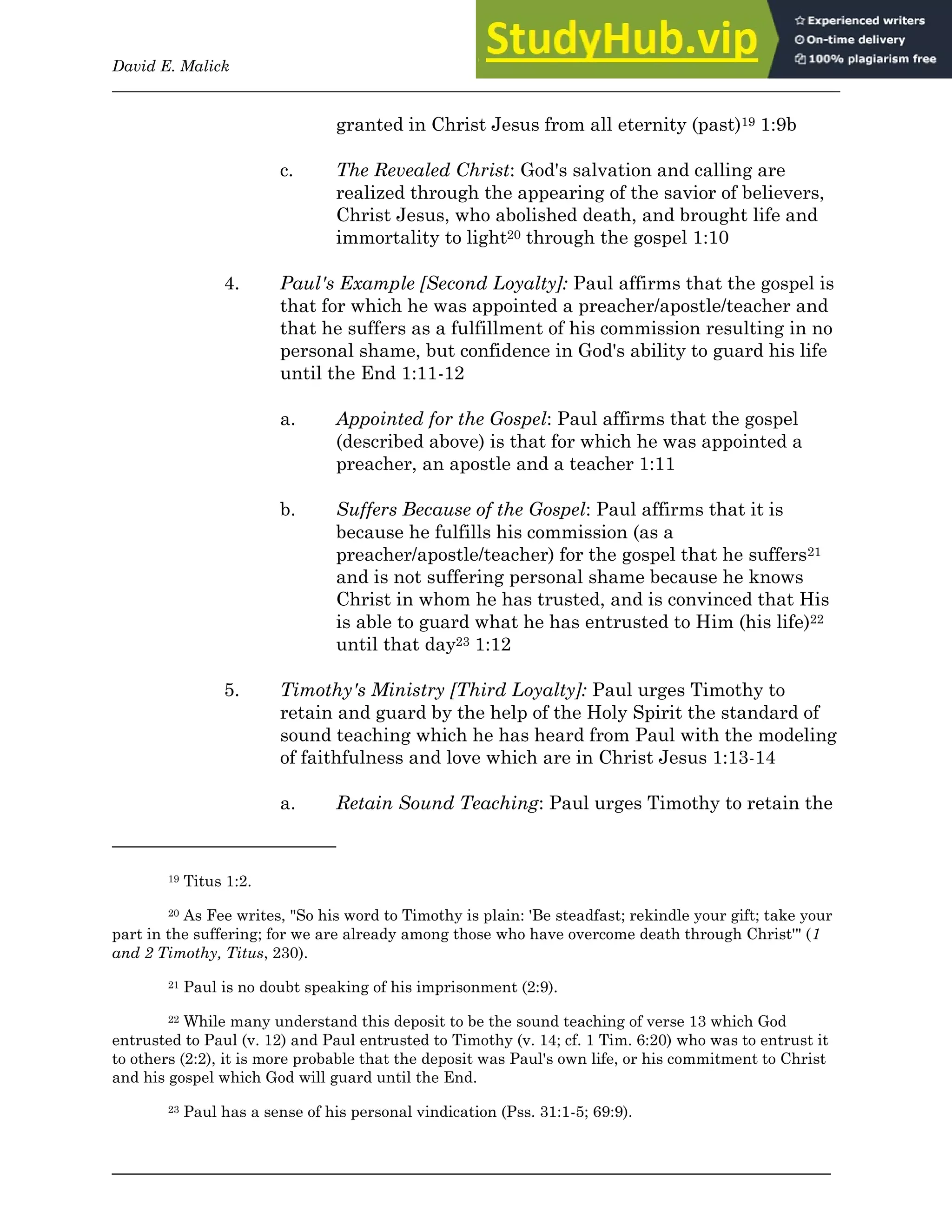 AN ANALYTICAL OUTLINE OF THE BOOK OF 2 TIMOTHY | PDF