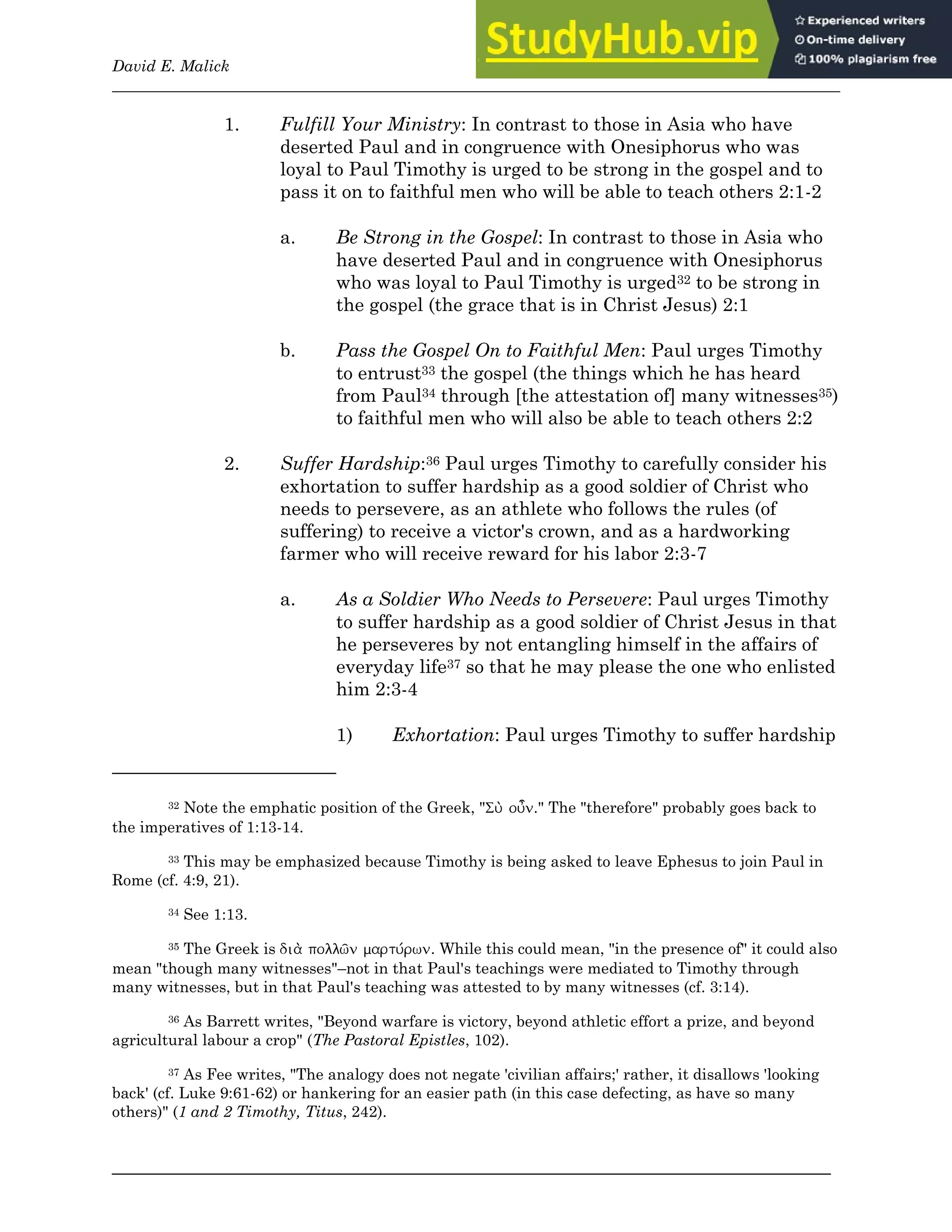 AN ANALYTICAL OUTLINE OF THE BOOK OF 2 TIMOTHY | PDF
