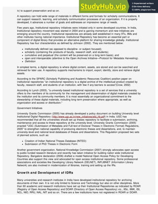 An Analytical Study Of Institutional Digital Repositories In India | PDF