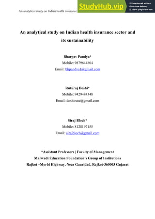 An Analytical Study On Indian Health Insurance Sector And Its ...