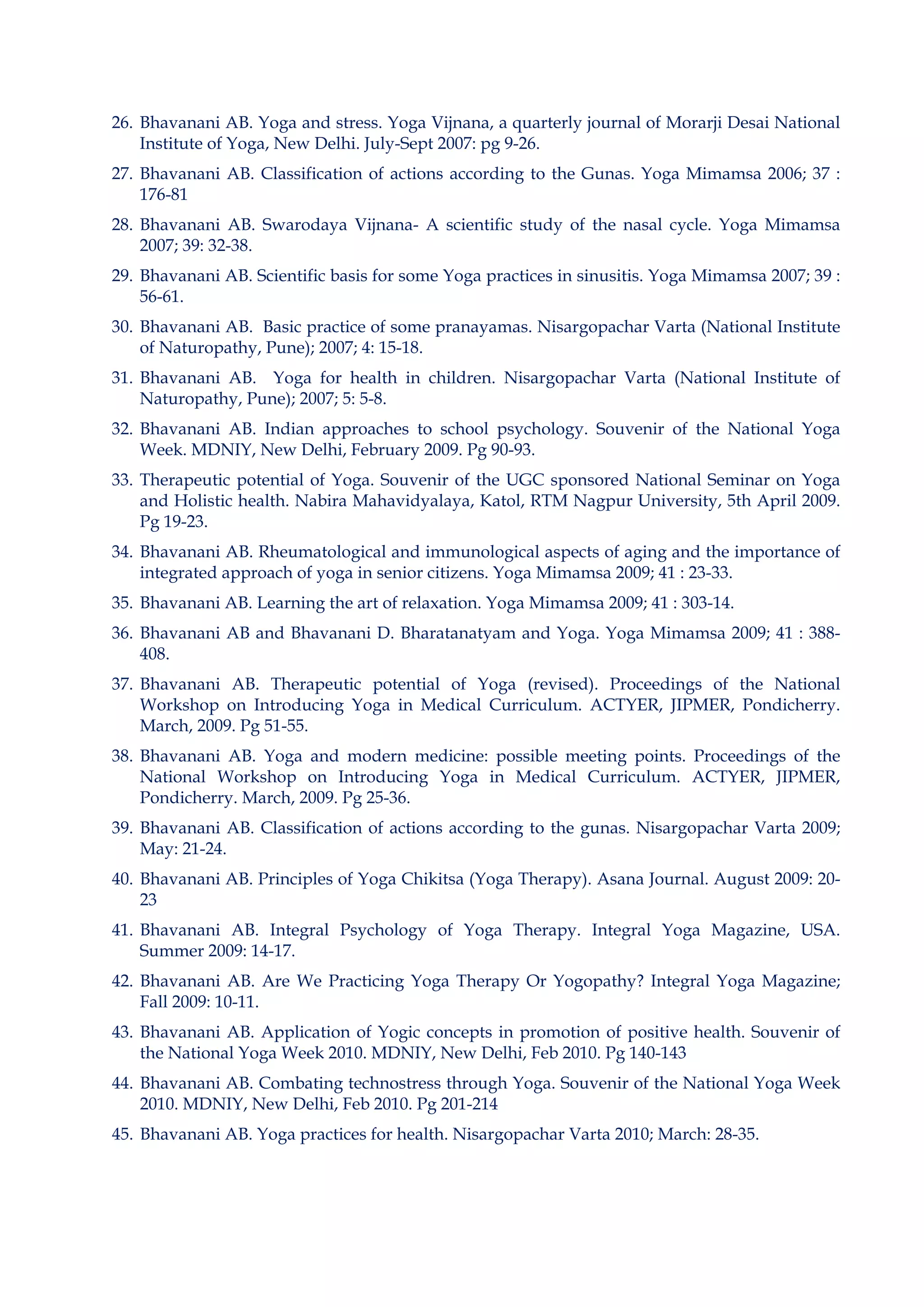 Biodata of Yogacharya Dr Ananda Balayogi Bhavanani | PDF