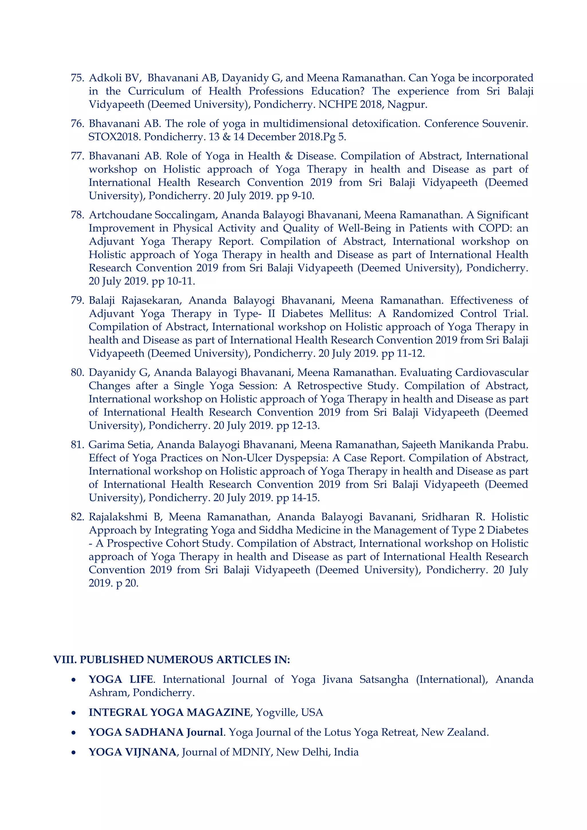 Biodata of Yogacharya Dr Ananda Balayogi Bhavanani | PDF