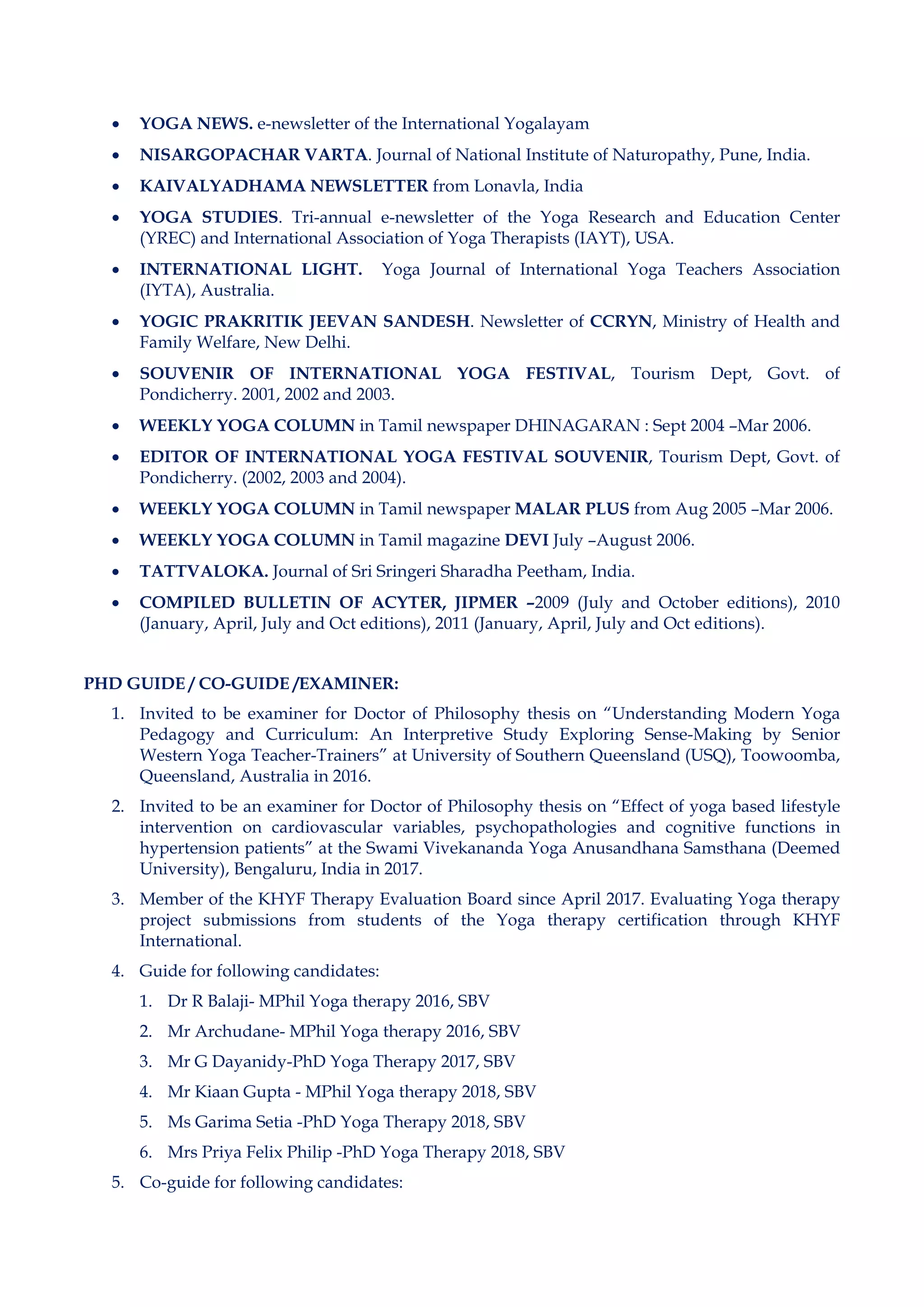 Biodata of Yogacharya Dr Ananda Balayogi Bhavanani | PDF