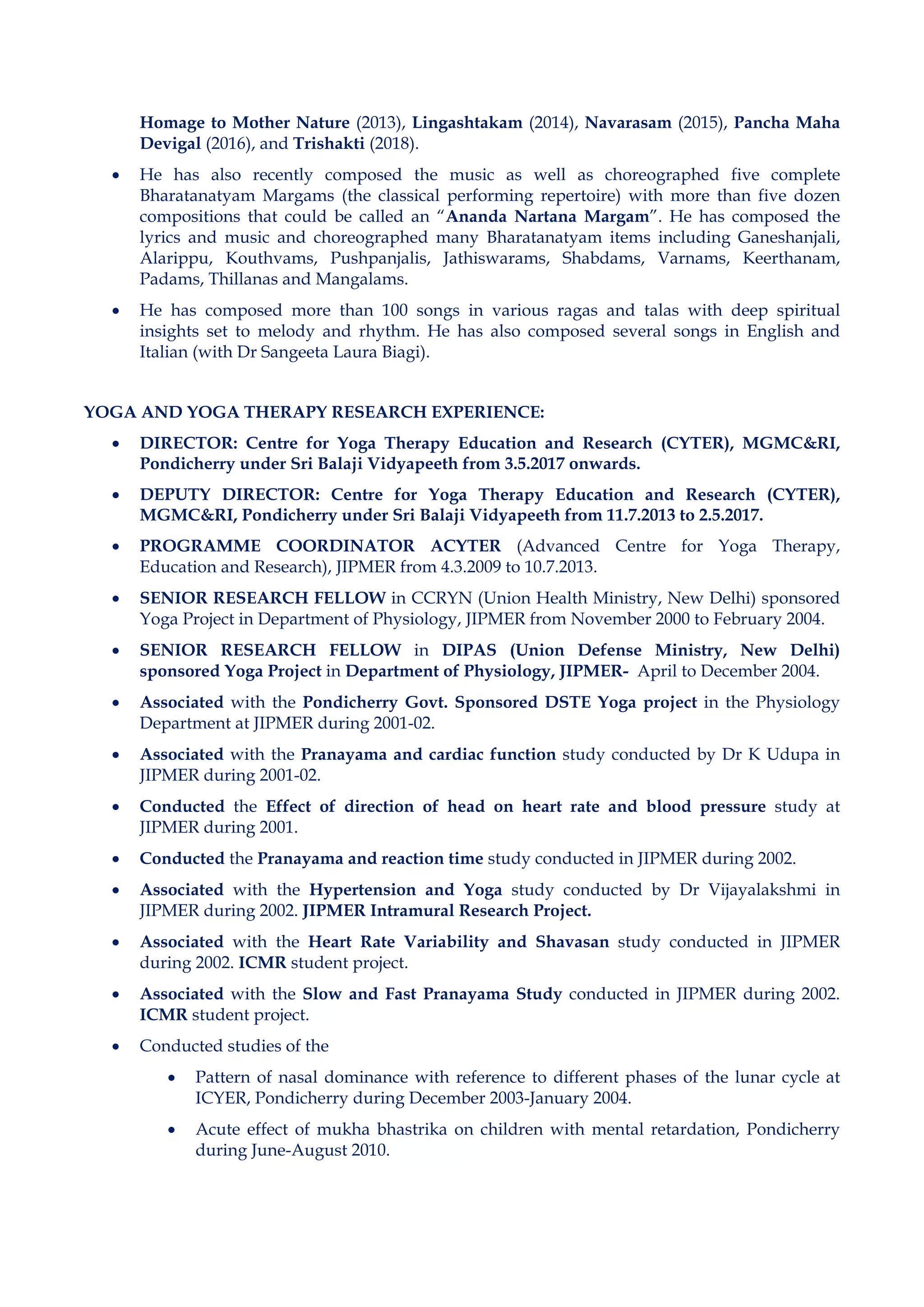 Biodata of Yogacharya Dr Ananda Balayogi Bhavanani | PDF