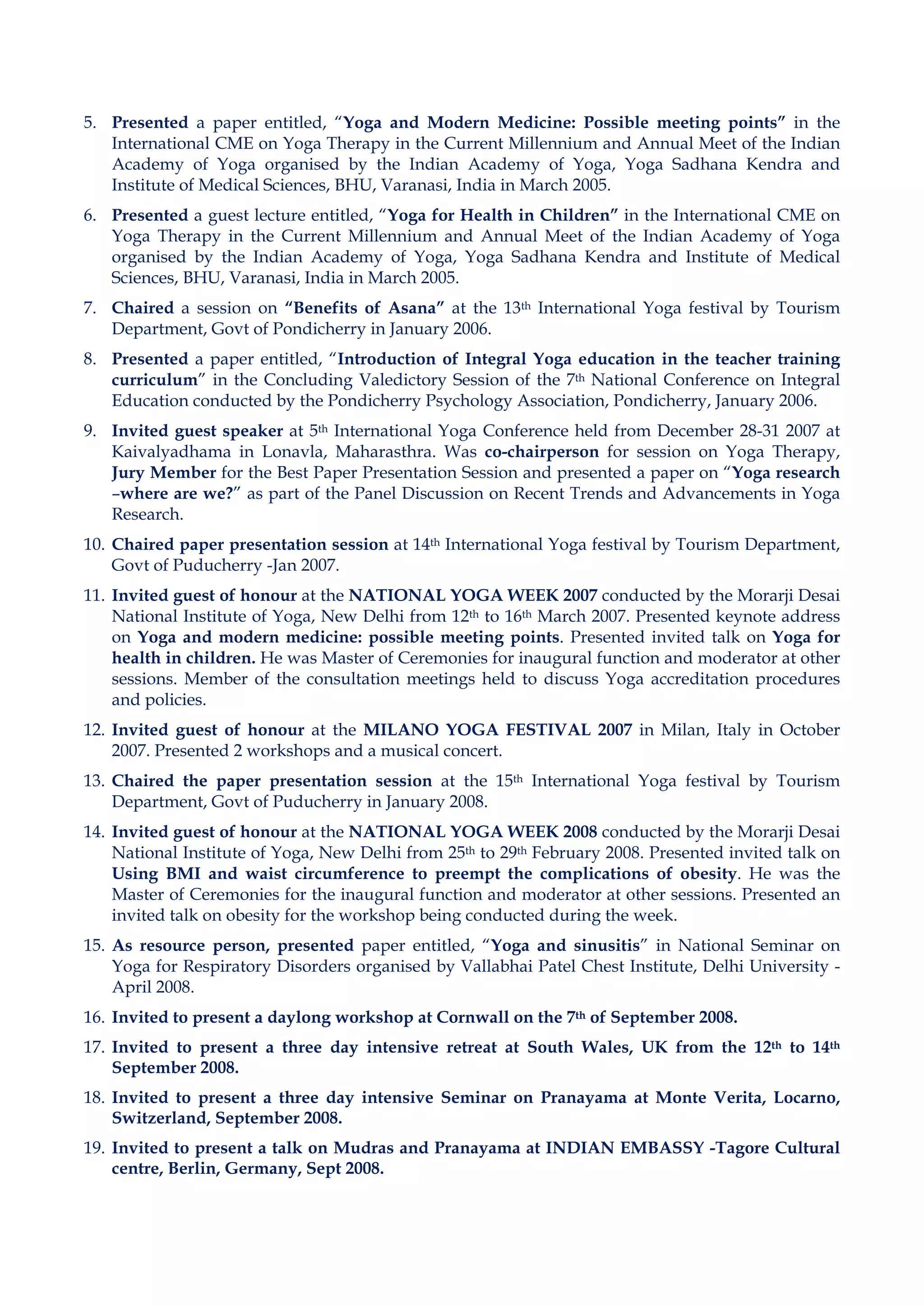 Biodata of Yogacharya Dr Ananda Balayogi Bhavanani | PDF