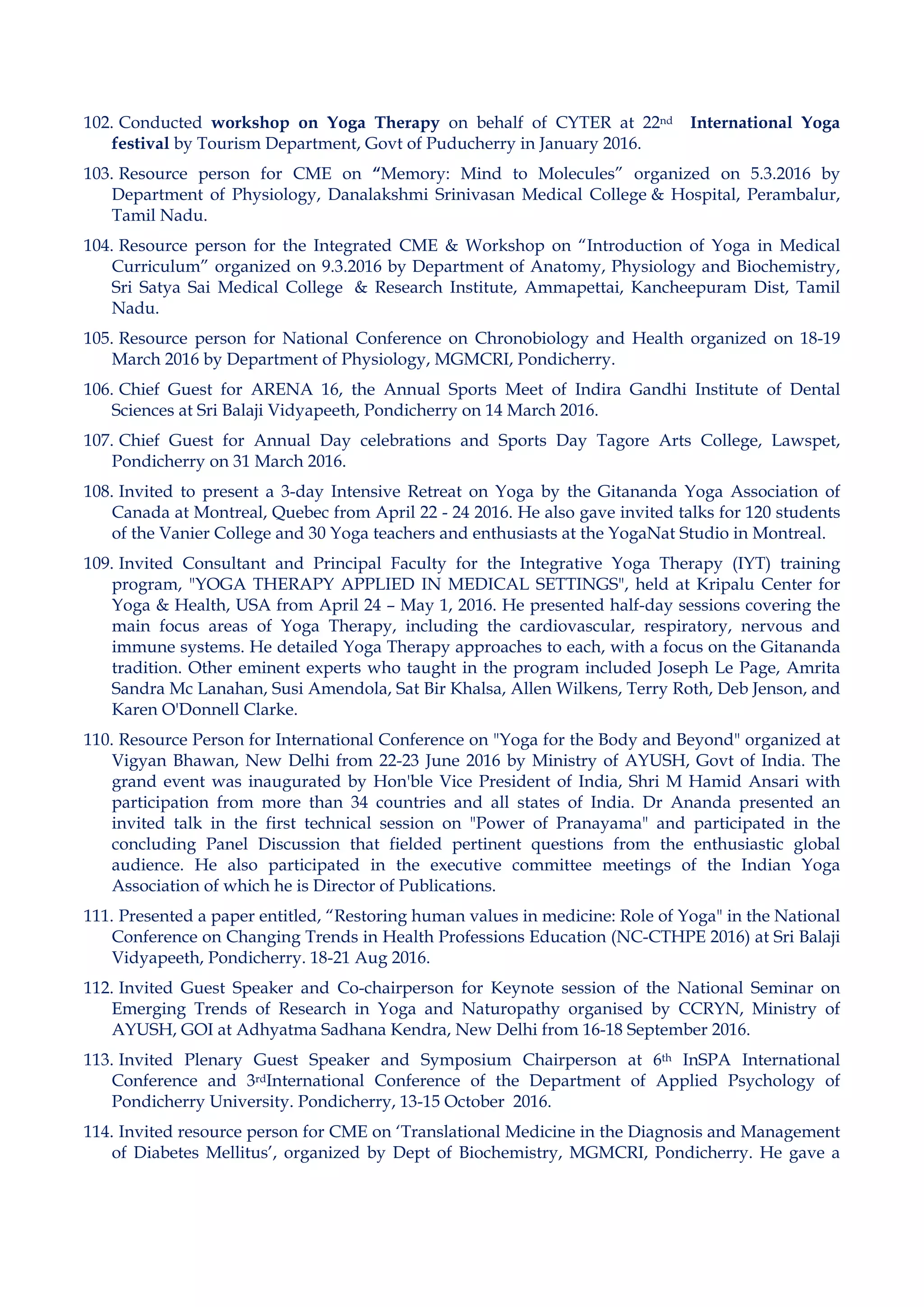 Biodata of Yogacharya Dr Ananda Balayogi Bhavanani | PDF