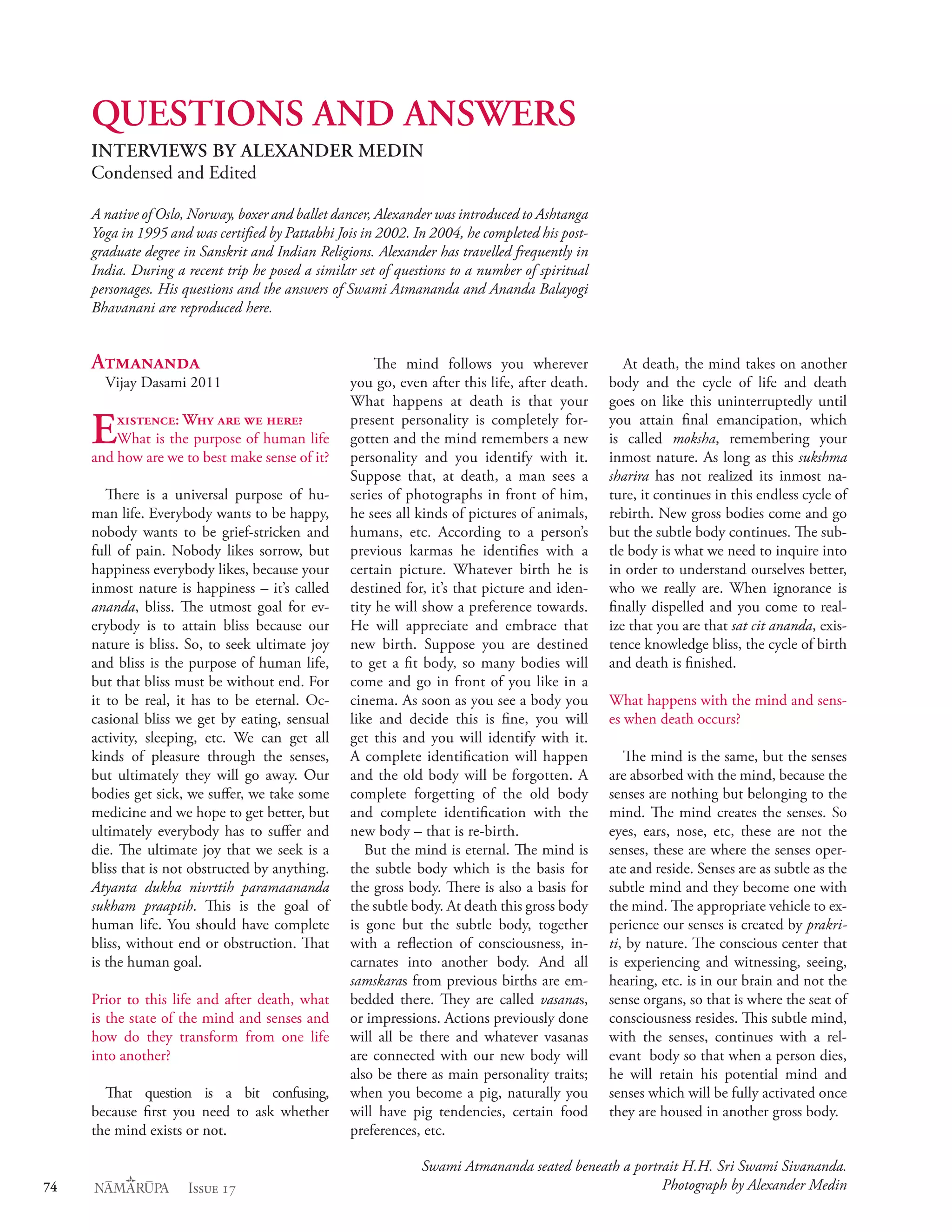 Dr Ananda's interview in Namarupa magazine | PDF
