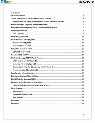 Sony Project Report | Sony Mobiles | PDF